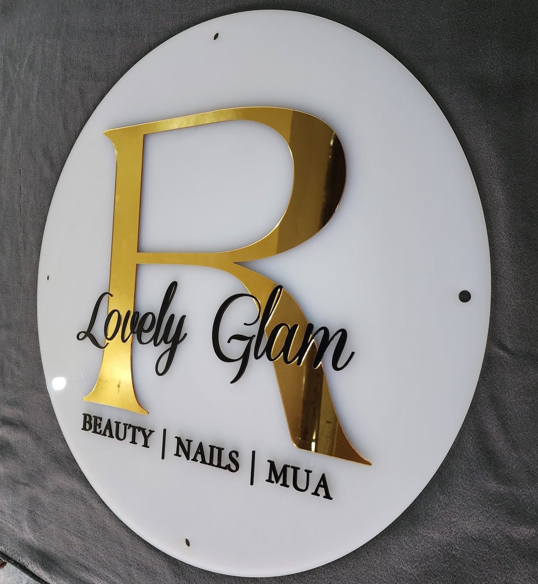 Custom Laser Cut Mirror Acrylic Logo Sign on Acrylic With Stand Offs - Etsy