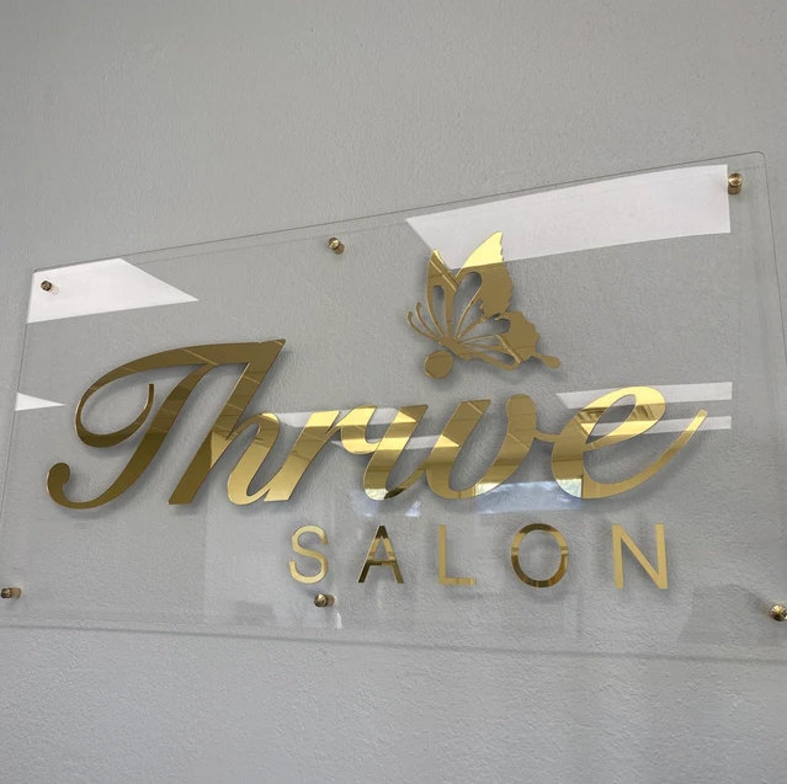 Custom Laser Cut Mirror Acrylic Logo Sign on Acrylic With Stand Offs - Etsy