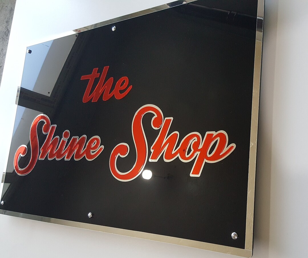 Custom Laser Cut Mirror Acrylic Logo Sign on Acrylic With Stand Offs - Etsy