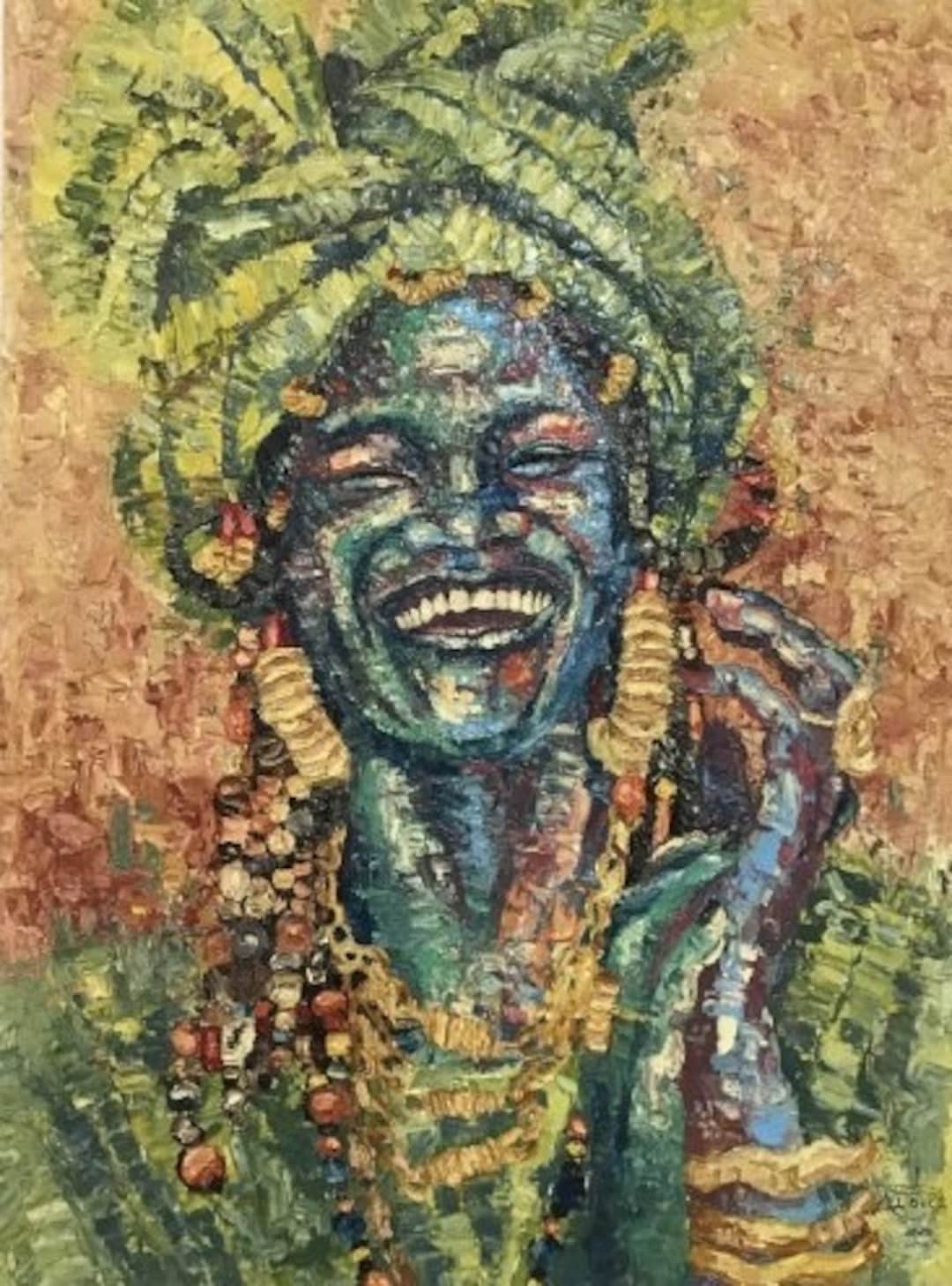 Oil Painting senegalaise senegalese Woman by Al Seck, Oil Painting ...