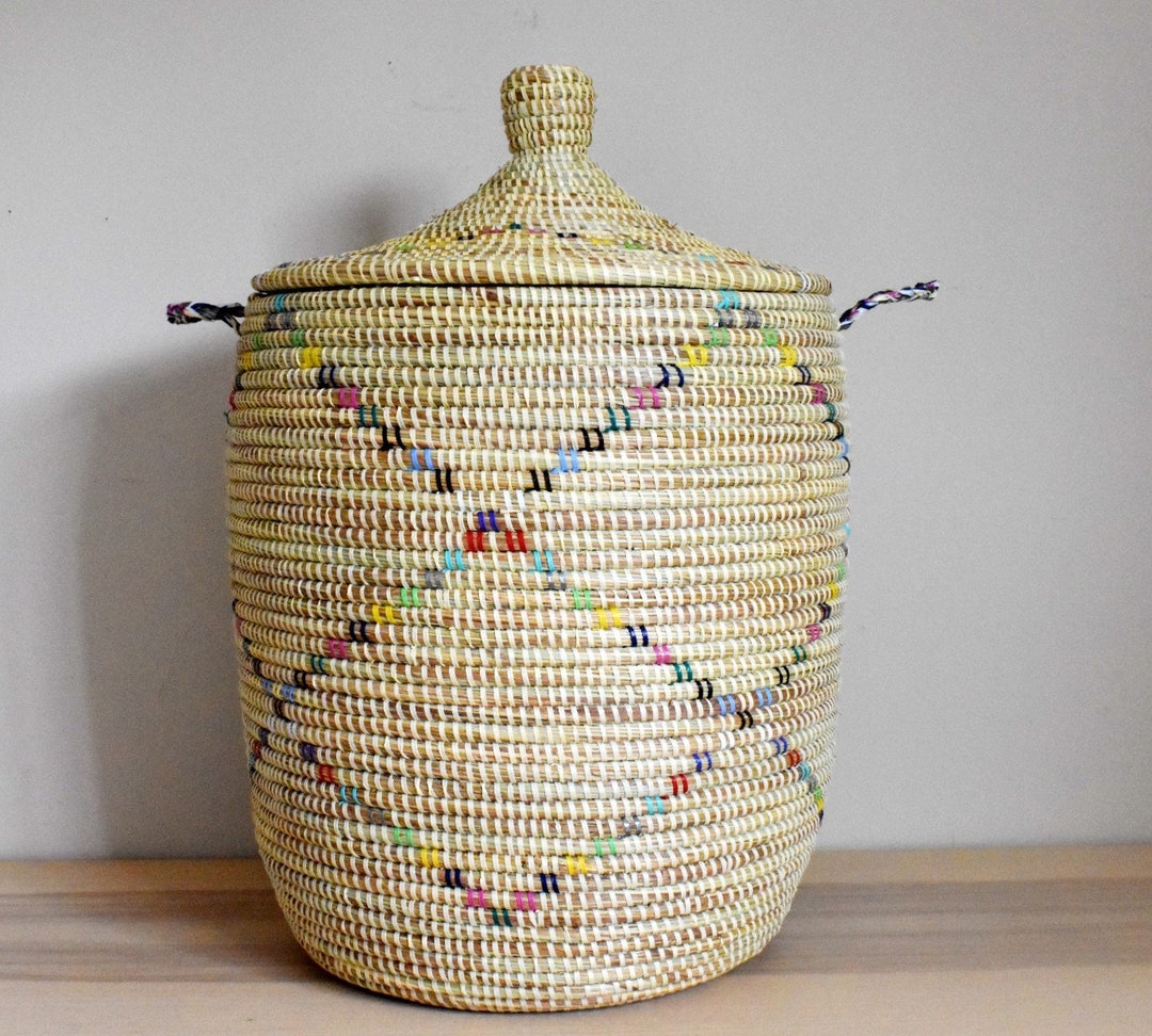 African Laundry Basket/hamper, Senegal Woven Basket, Storage Basket, 25 ...