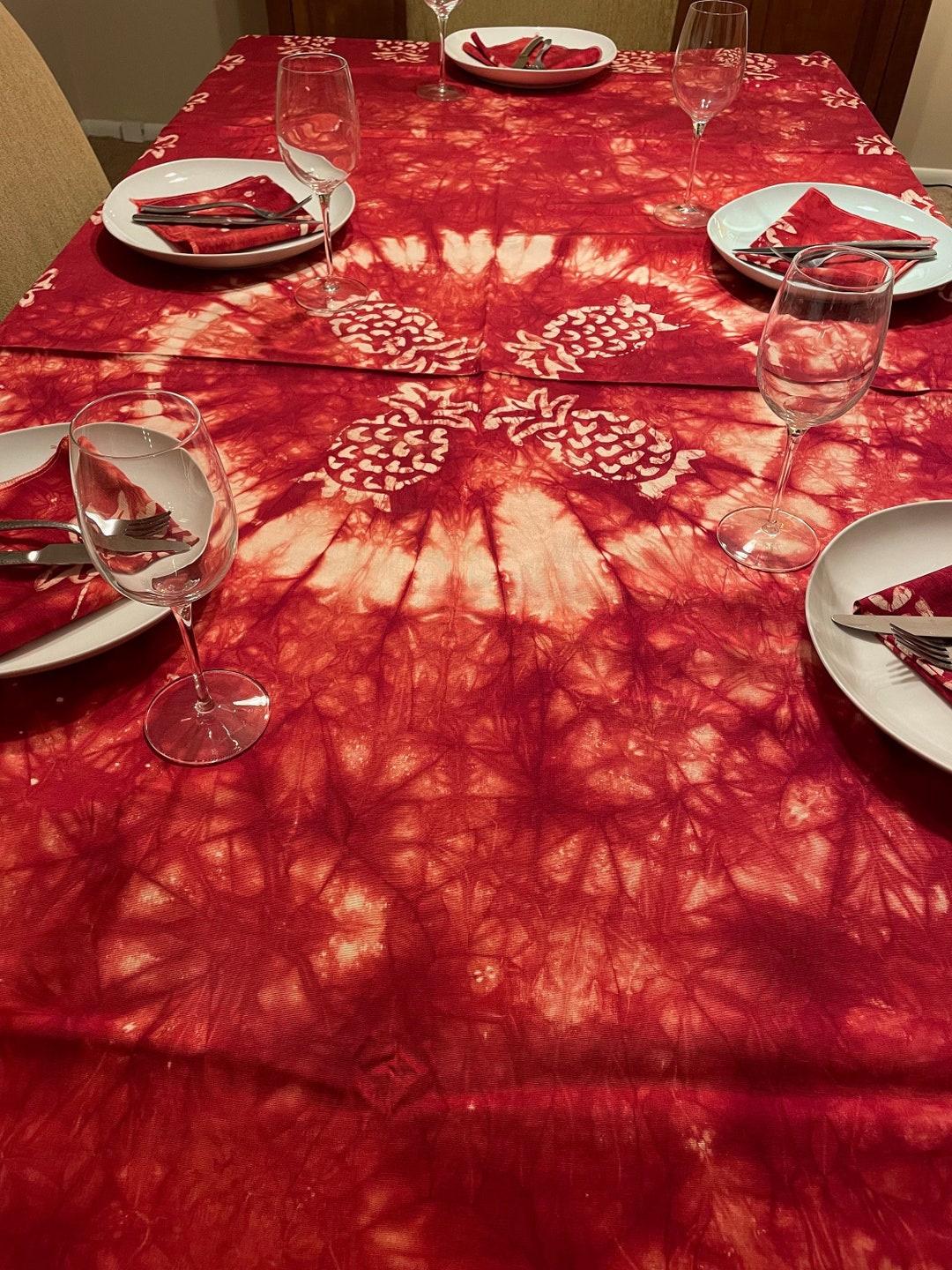 African Batik Handprinted Tablecloth, Imported Authentic Handmade in ...