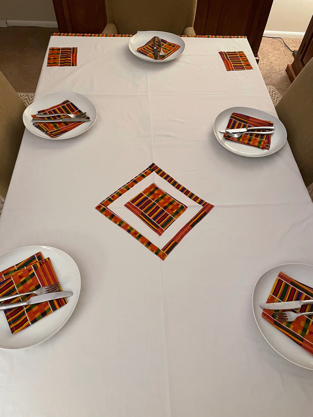 African Tablecloth With Real Wax Block Print Fabric, Imported Authentic ...