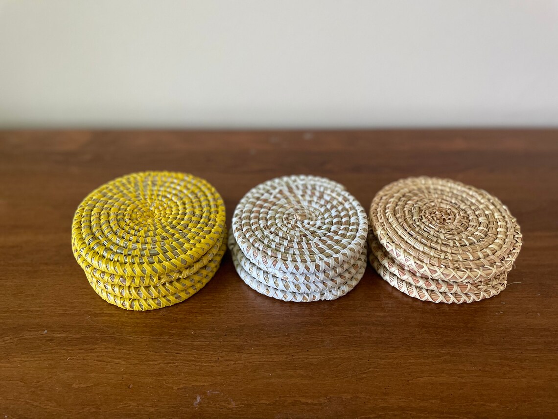 African Woven Coaster Senegal Coaster Natural Fiber 4 | Etsy