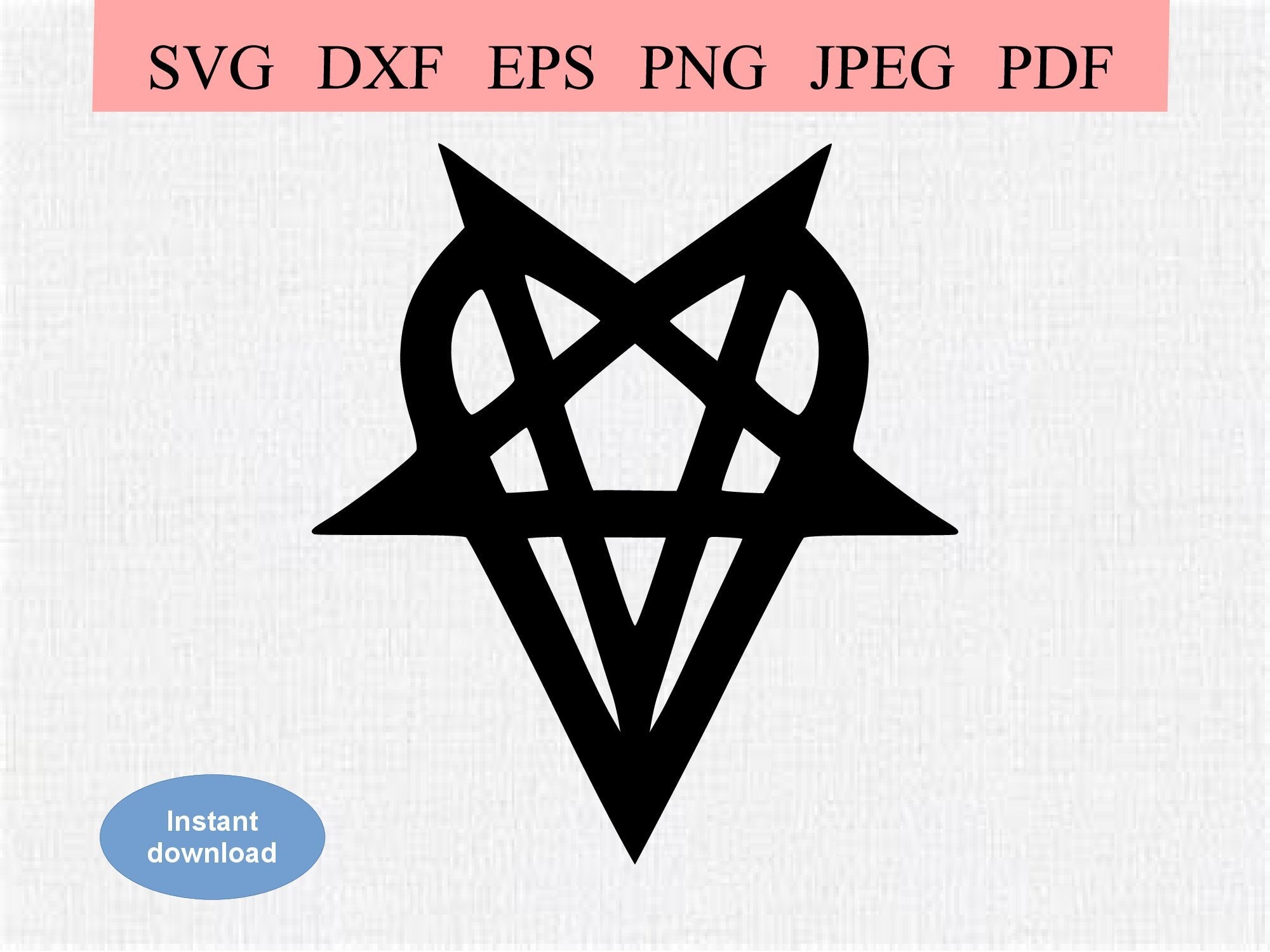 Heartagram Symbol / SVG DXF EPS / Reversed Pentagram Logo Within a ...