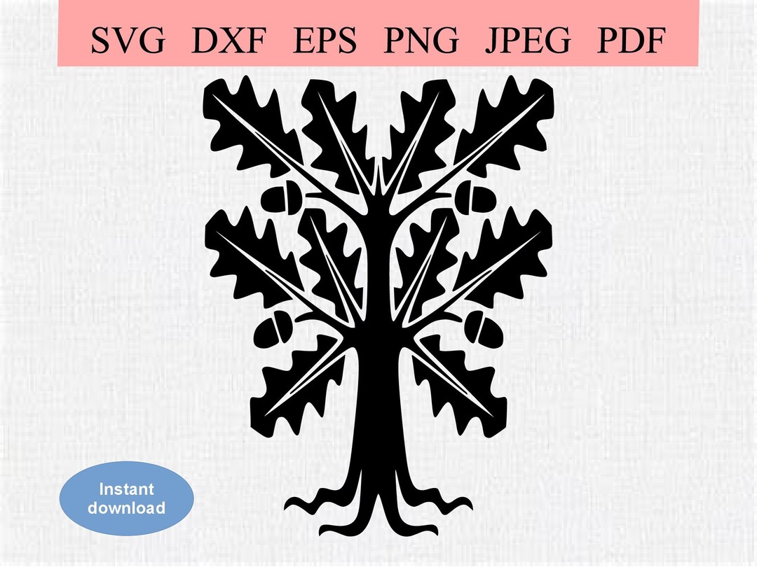 Abstract Oak Tree / SVG DXF EPS / Leafy Oak Tree With Lots of Branches ...