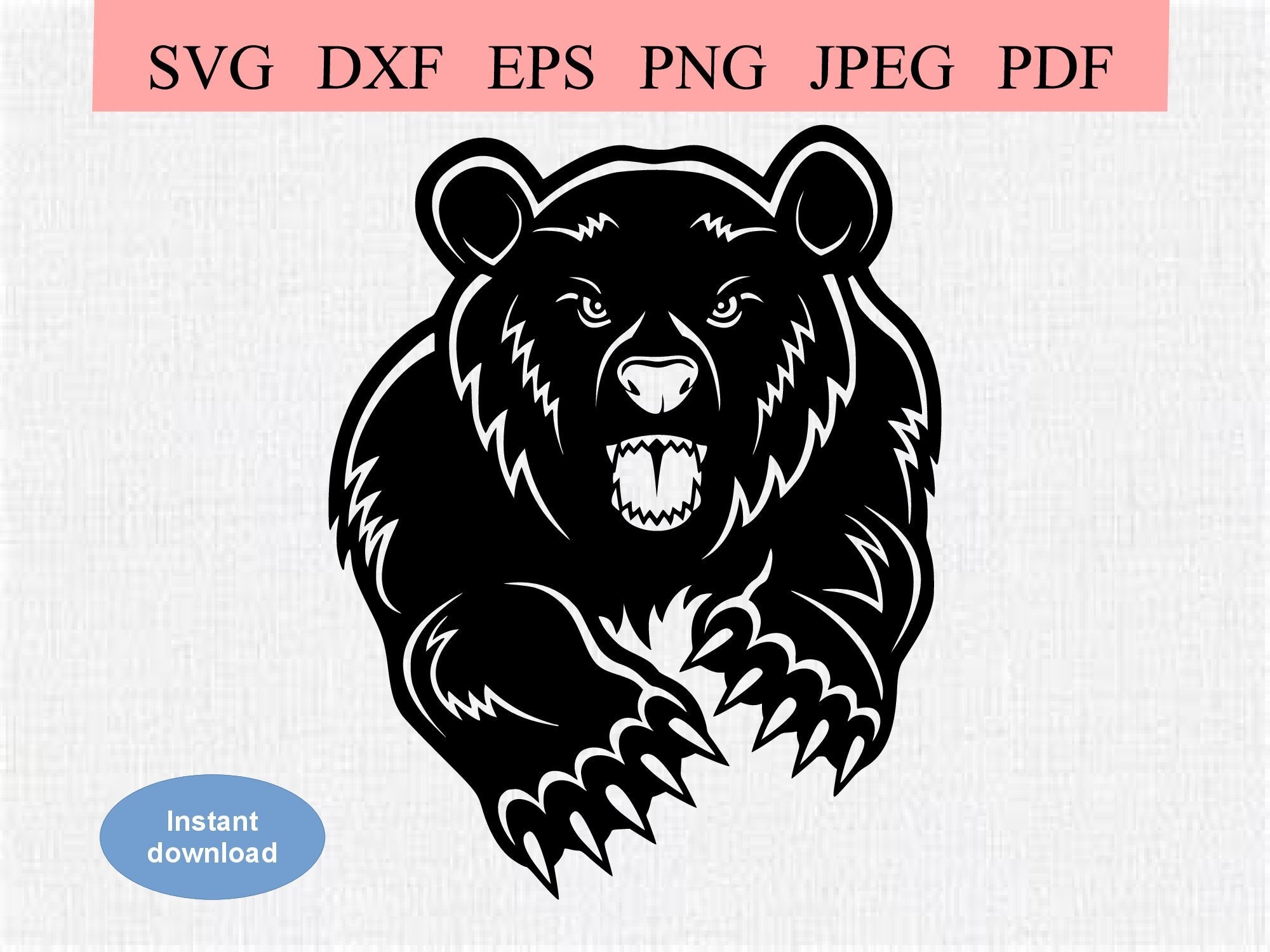 Running Tribal Bear / SVG DXF EPS / Scary Grizzly Bear Attack / Polar ...