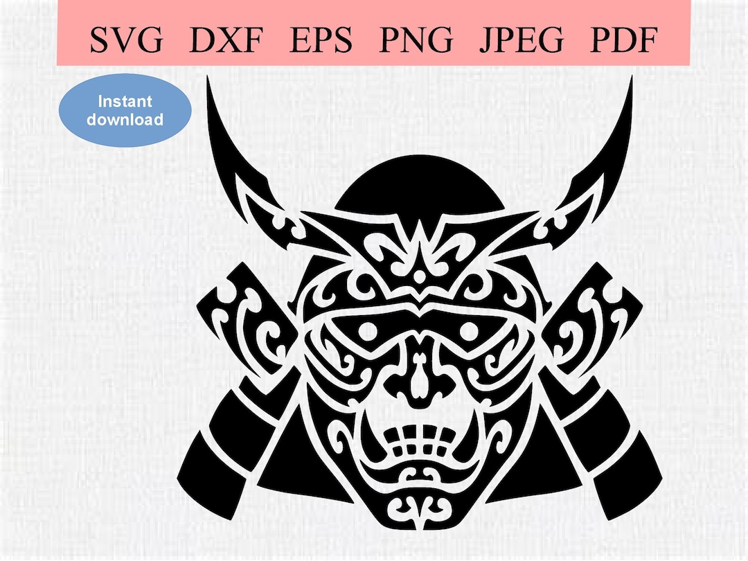 Tribal Samurai Mask / SVG DXF EPS / Japanese Warrior Helmet / Abstract ...