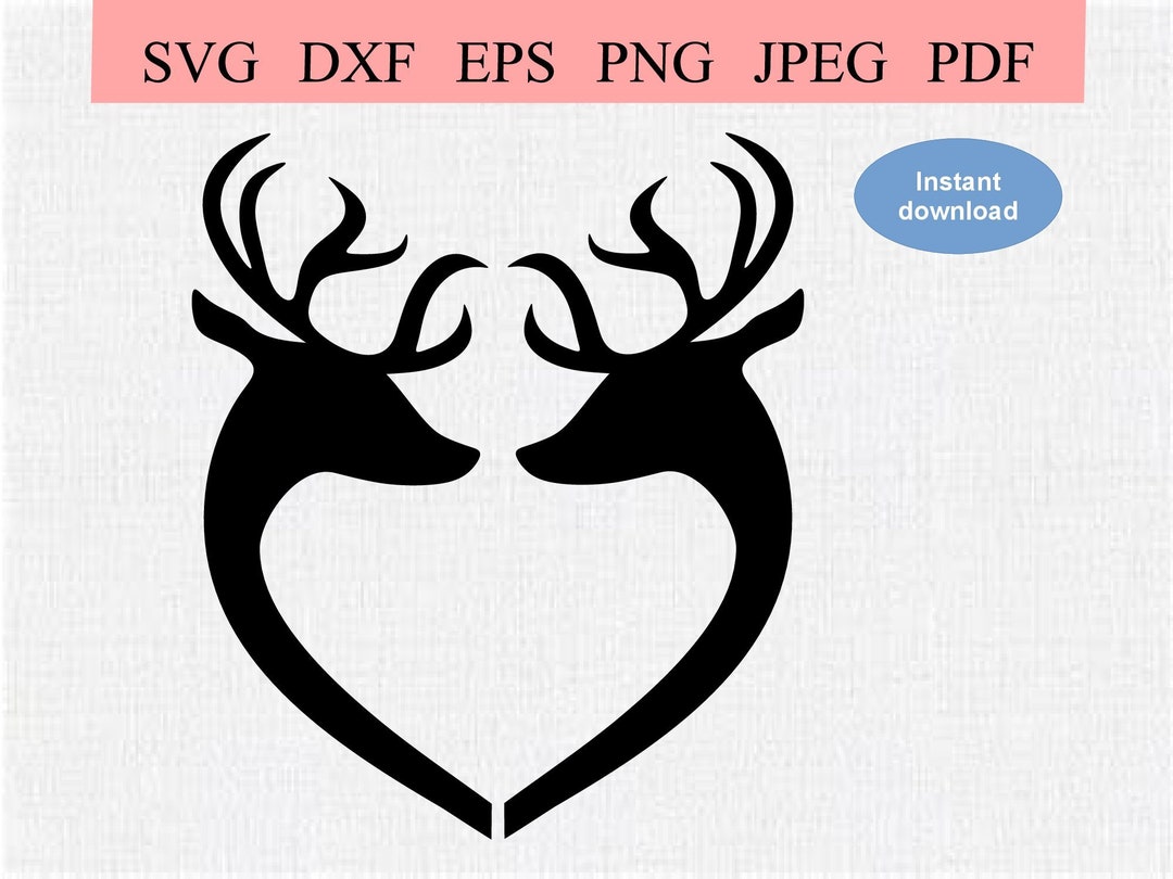 Pochoir de cœur de couple de cerf / SVG DXG EPS / Forme de cœur ...