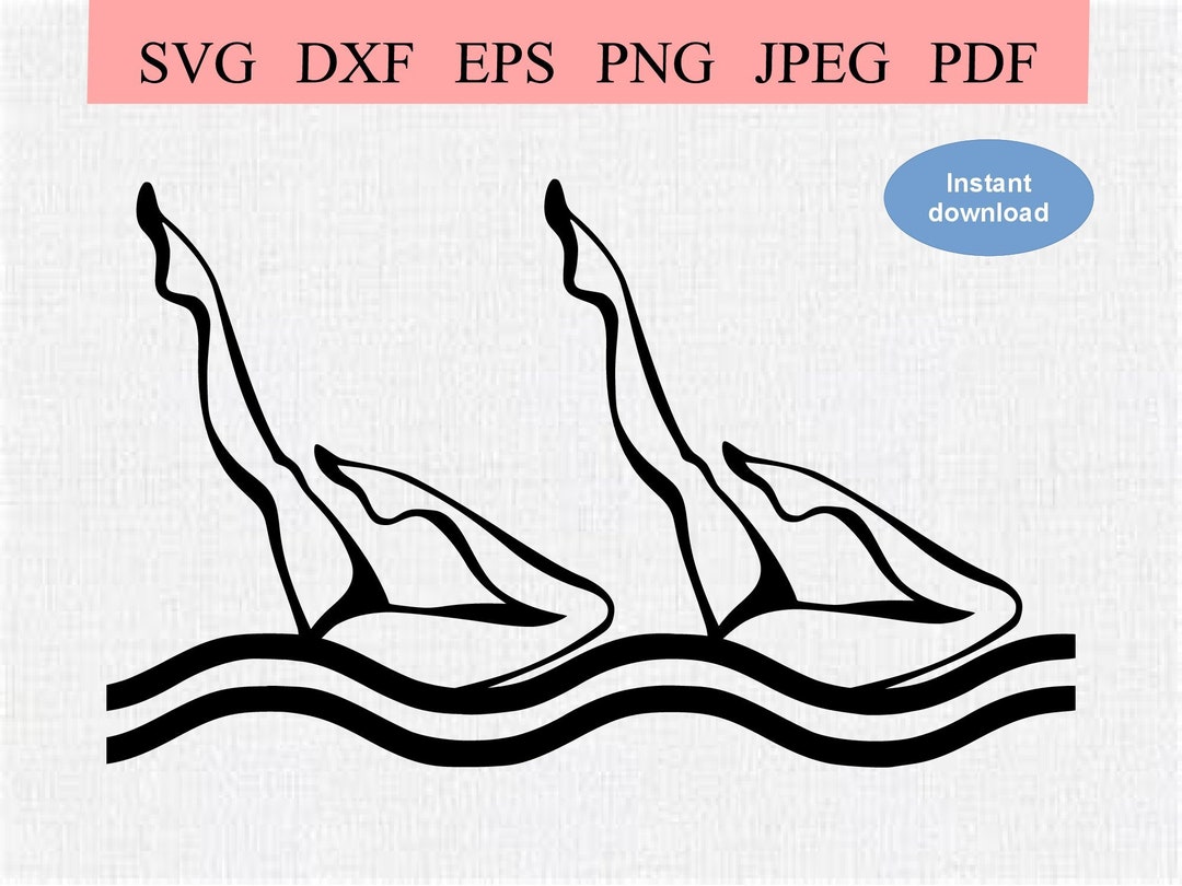 Synchronized Swimming / SVG DXF EPS / Synchronized Swimmers With Legs ...