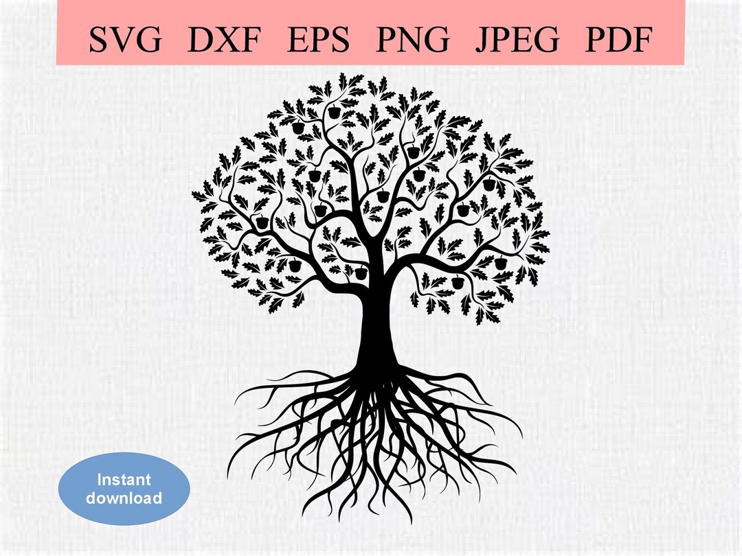 Abstract Oak Tree / SVG DXF EPS / Big Leafy Oak Tree With Lots of ...
