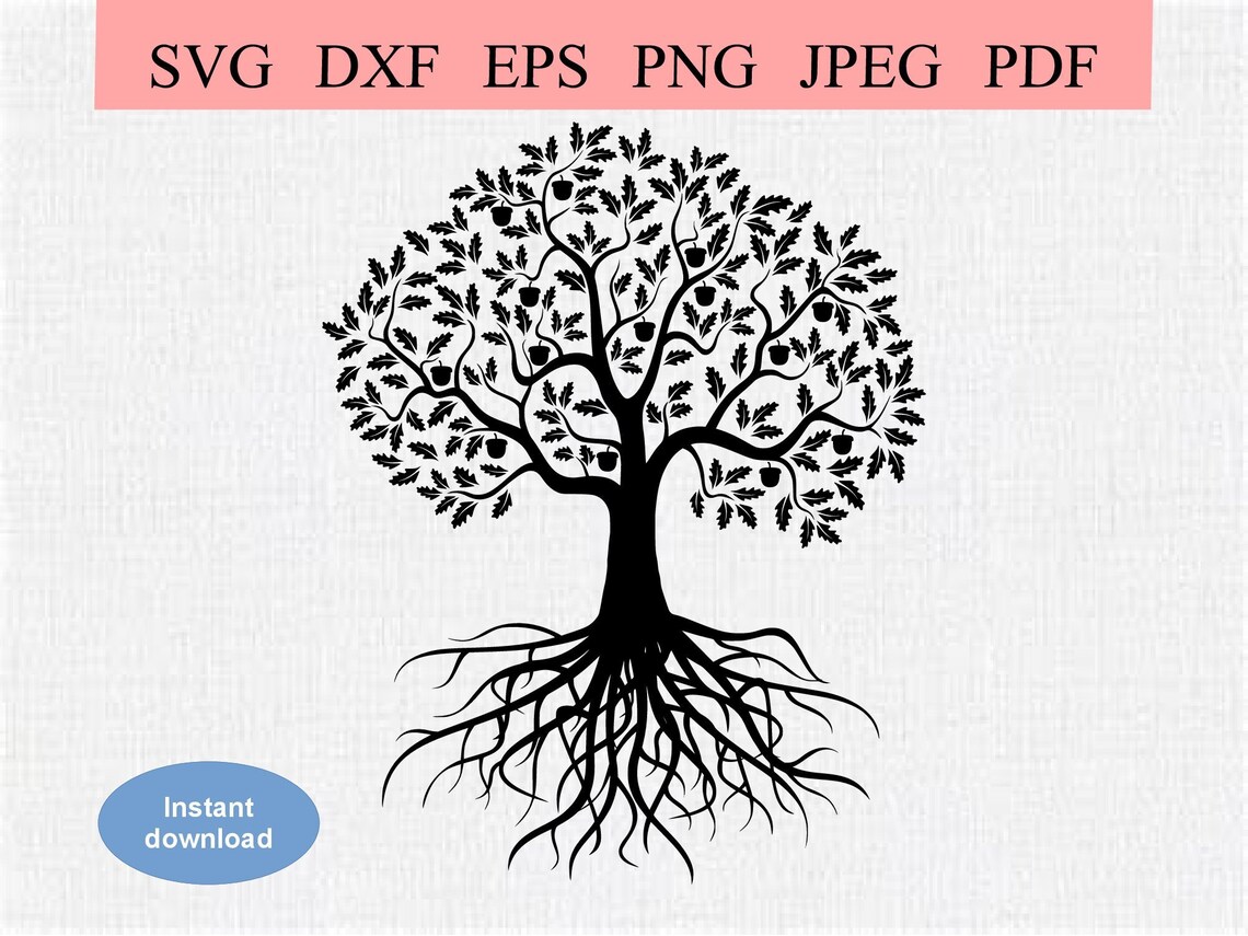 Abstract Oak Tree / SVG DXF EPS / Big Leafy Oak Tree With Lots of ...