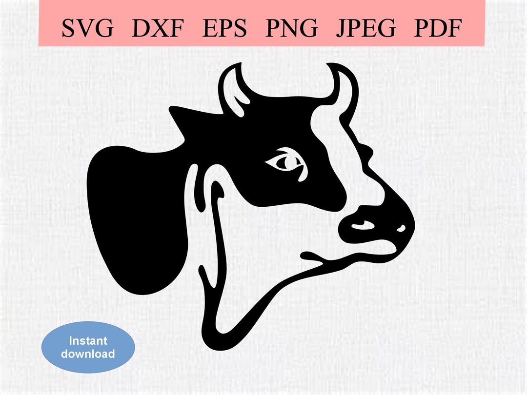 Dairy Cow / SVG DXF EPS / Face of a Dairy Cow / Spotted Cow Head With ...