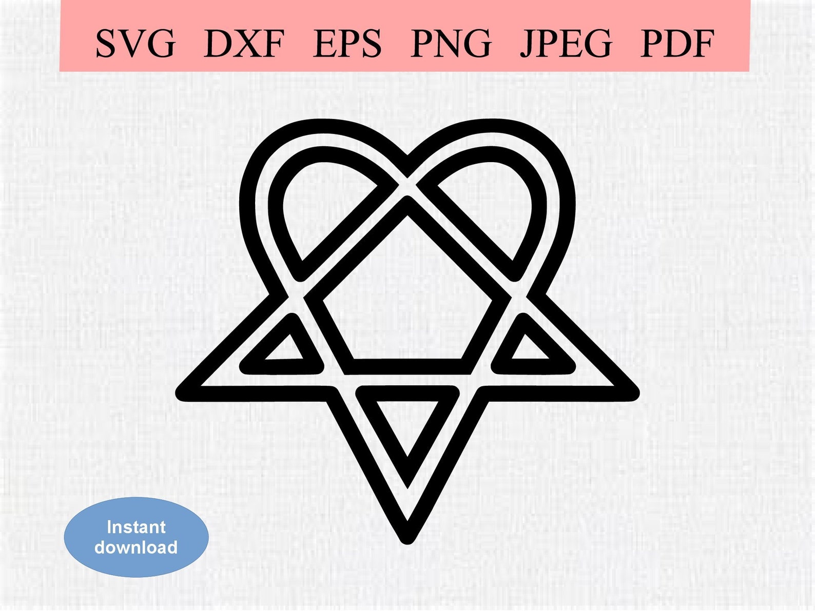 Heartagram Symbol / SVG DXF EPS / Heart Combined With a Pentagram ...
