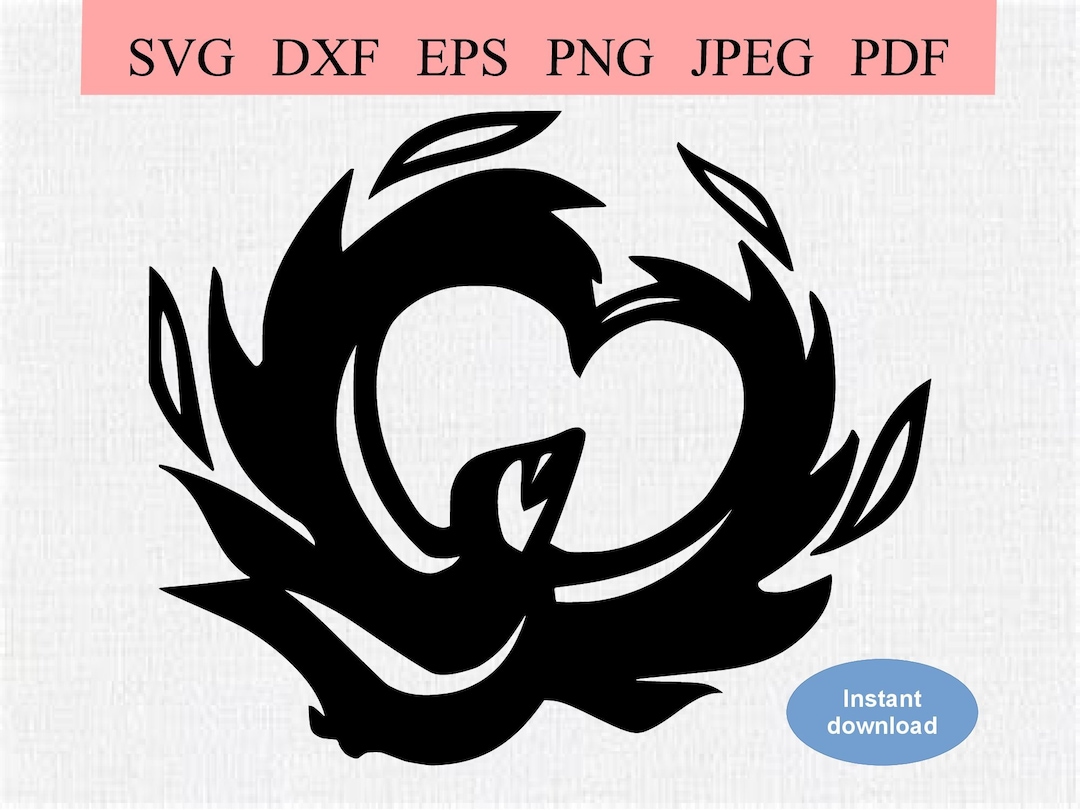 Phoenix Fire Bird Heart / SVG DXF EPS / Abstract Tribal Fire Dove ...