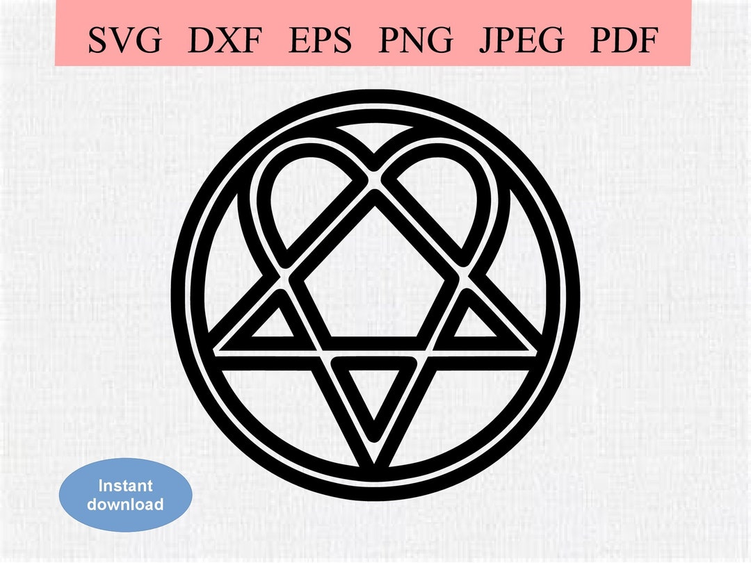 Símbolo de Heartagram / SVG DXF EPS / Corazón dentro de un círculo de ...