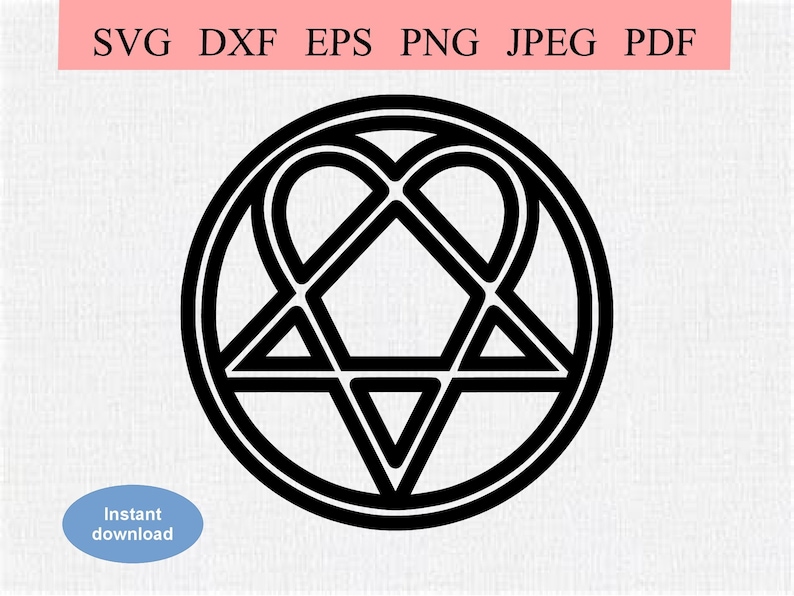 Heartagram Symbol / SVG DXF EPS / Heart Inside of a Pentagram Circle ...