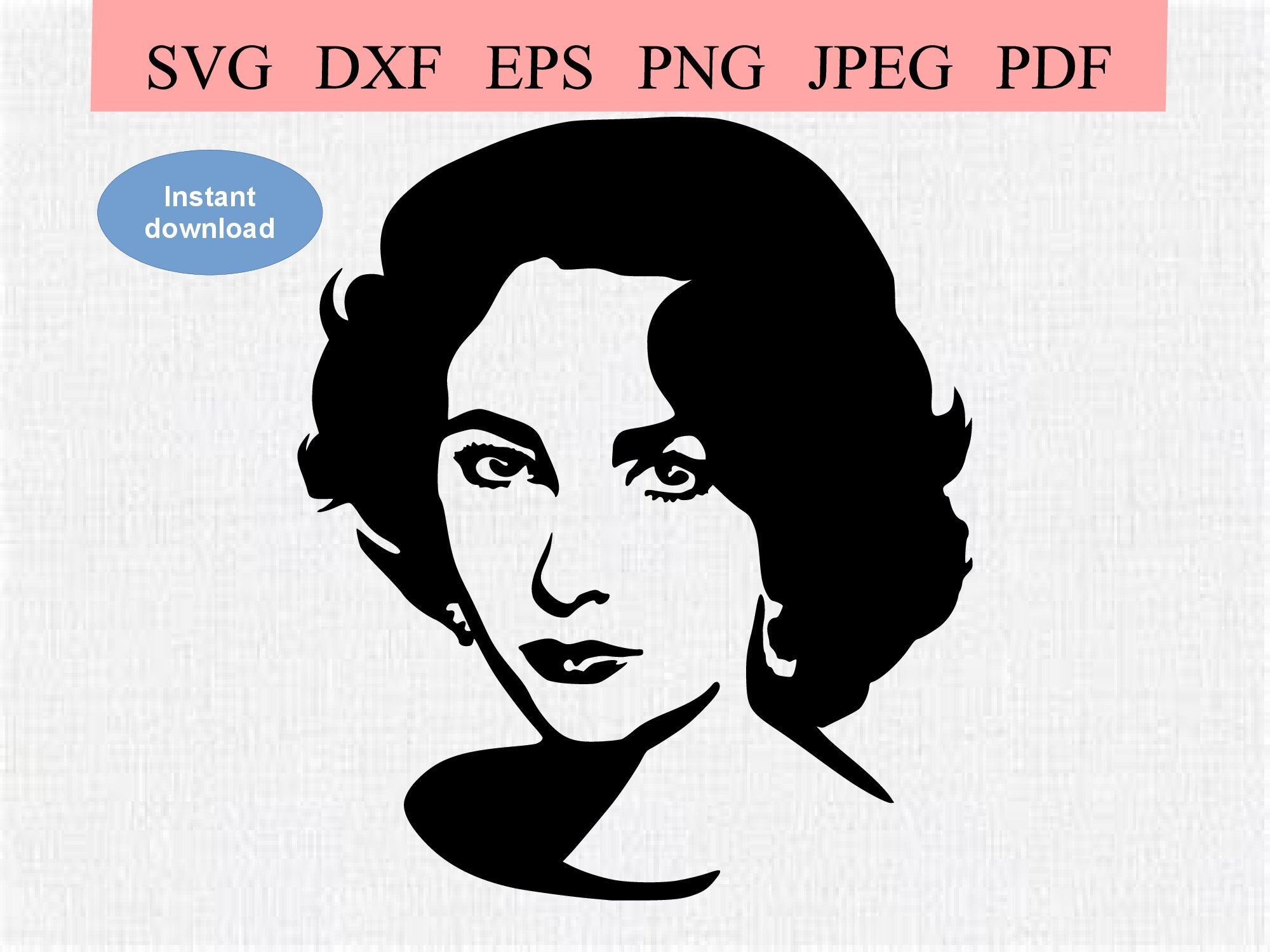 Elizabeth Taylor Head / SVG DXF EPS / Portrait of Elizabeth Taylor Face ...