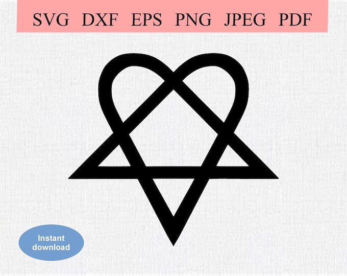 Heartagram Symbol / SVG DXF EPS / Heart Inside of a Pentagram Circle ...