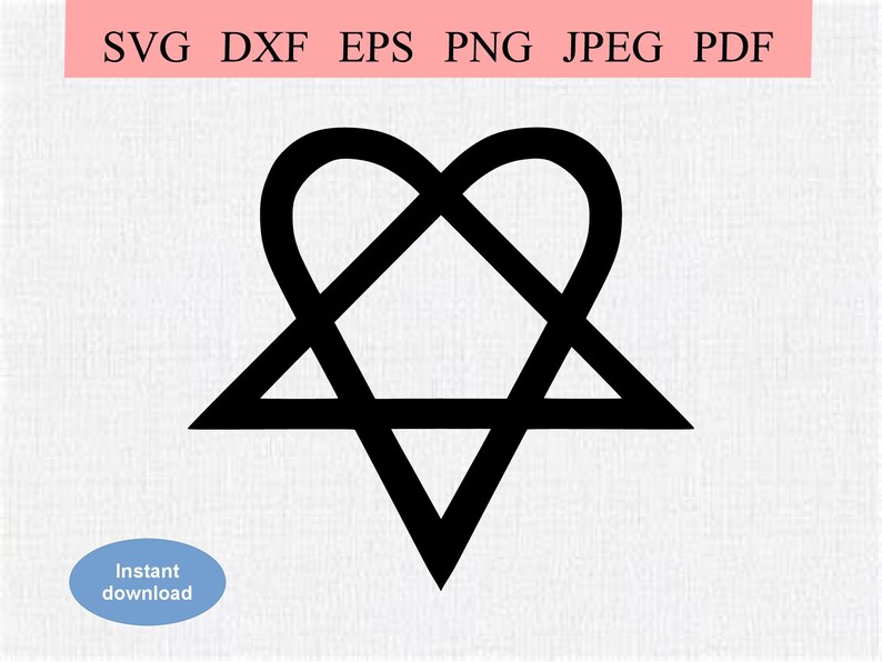 Heartagram Symbol / SVG DXF EPS / Heart Combined With a Pentagram ...