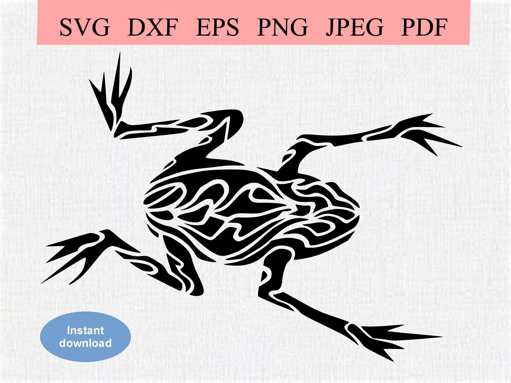 Tribal Frog Toad / SVG DXF EPS / Cool Abstract Frog Design / Swirly ...