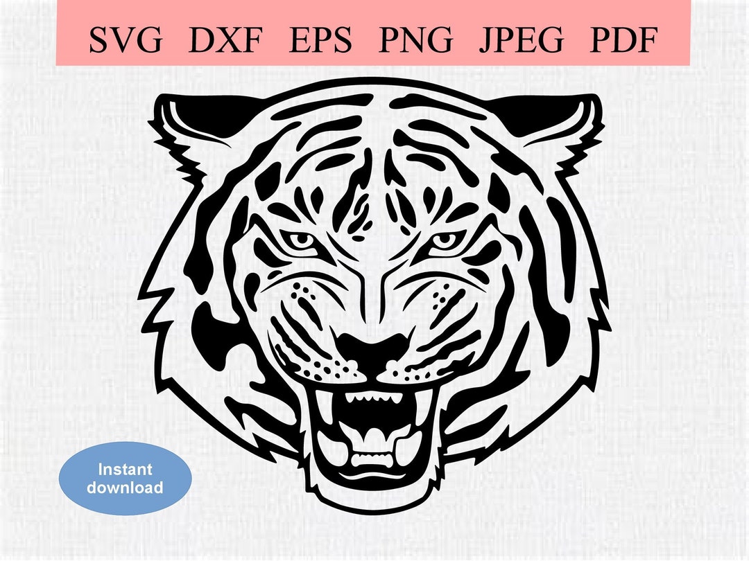 Tiger Face / SVG DXF EPS / Angry Tiger Head With Sharp Teeth / Tiger ...