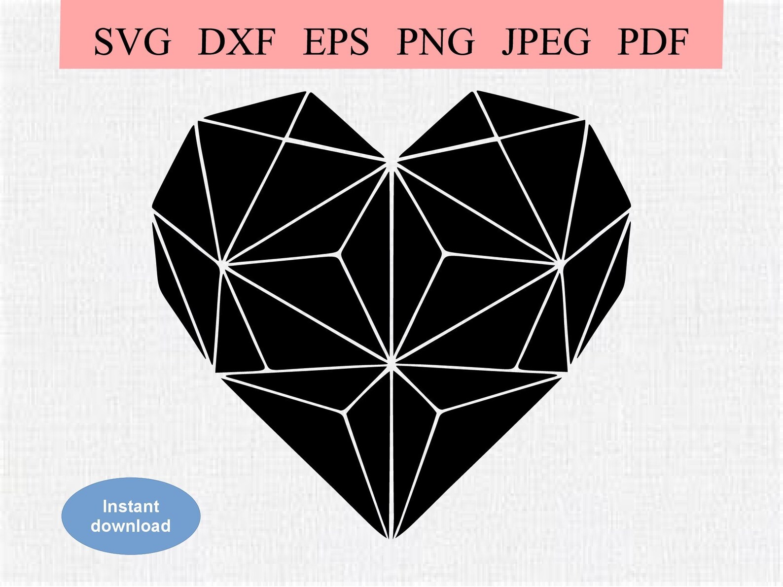 Abstract Geometric Heart / SVG DXF EPS / Heart Symbol Cut Into Pieces ...