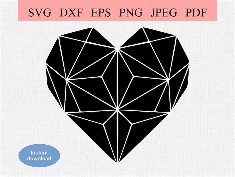 Corazón geométrico abstracto / SVG DXF EPS / Símbolo del corazón ...