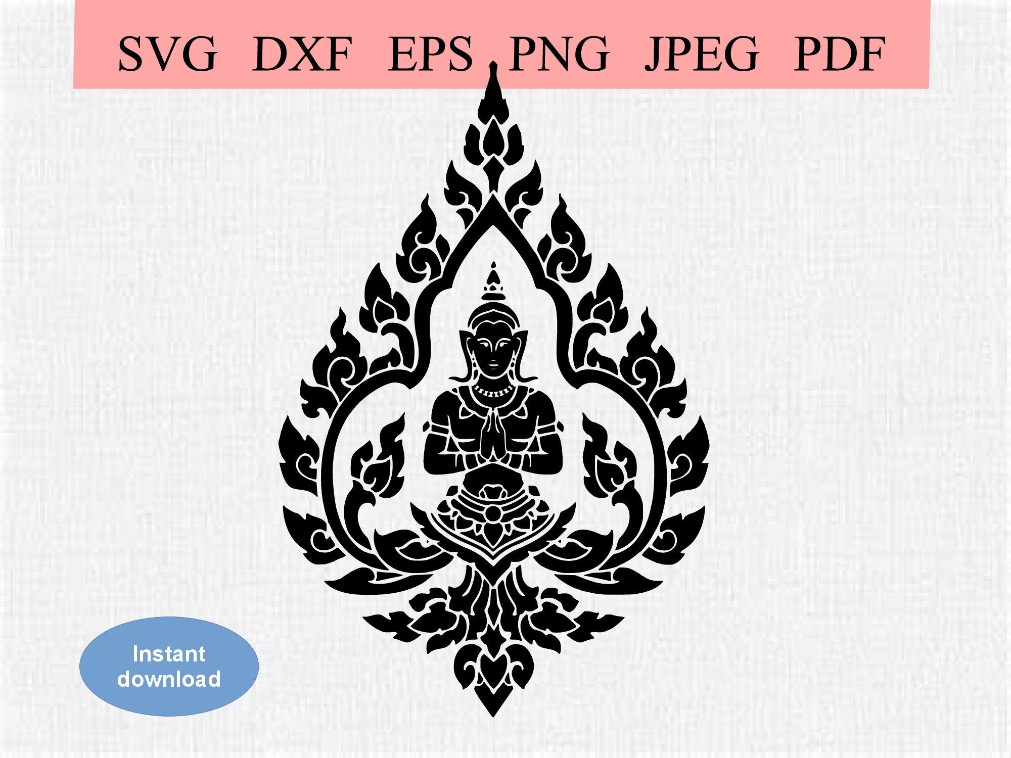 Sitting Thai Buddha / SVG DXF EPS / Peaceful Buddha Thailand / - Etsy