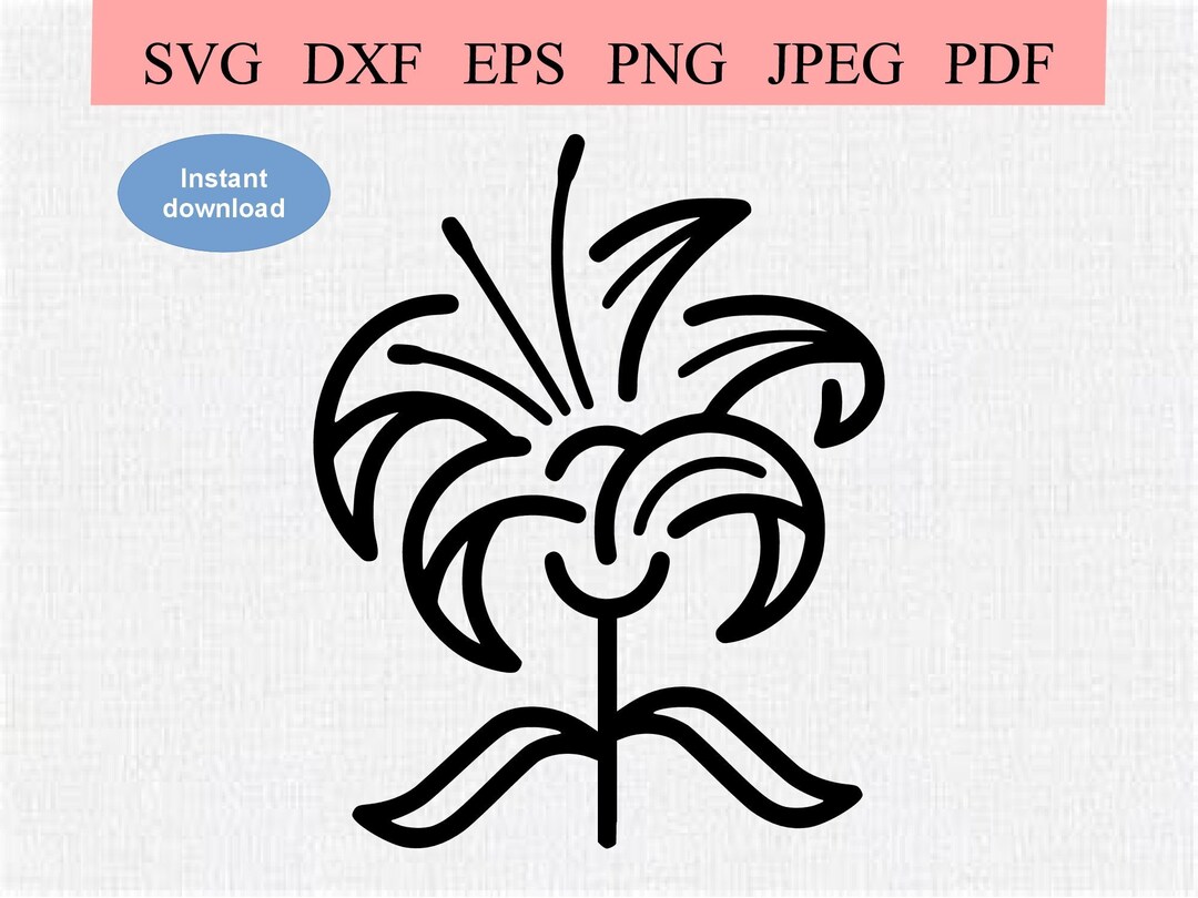 Abstract Geometric Lily Flower / SVG DXF EPS / Easter Lily Line Art ...