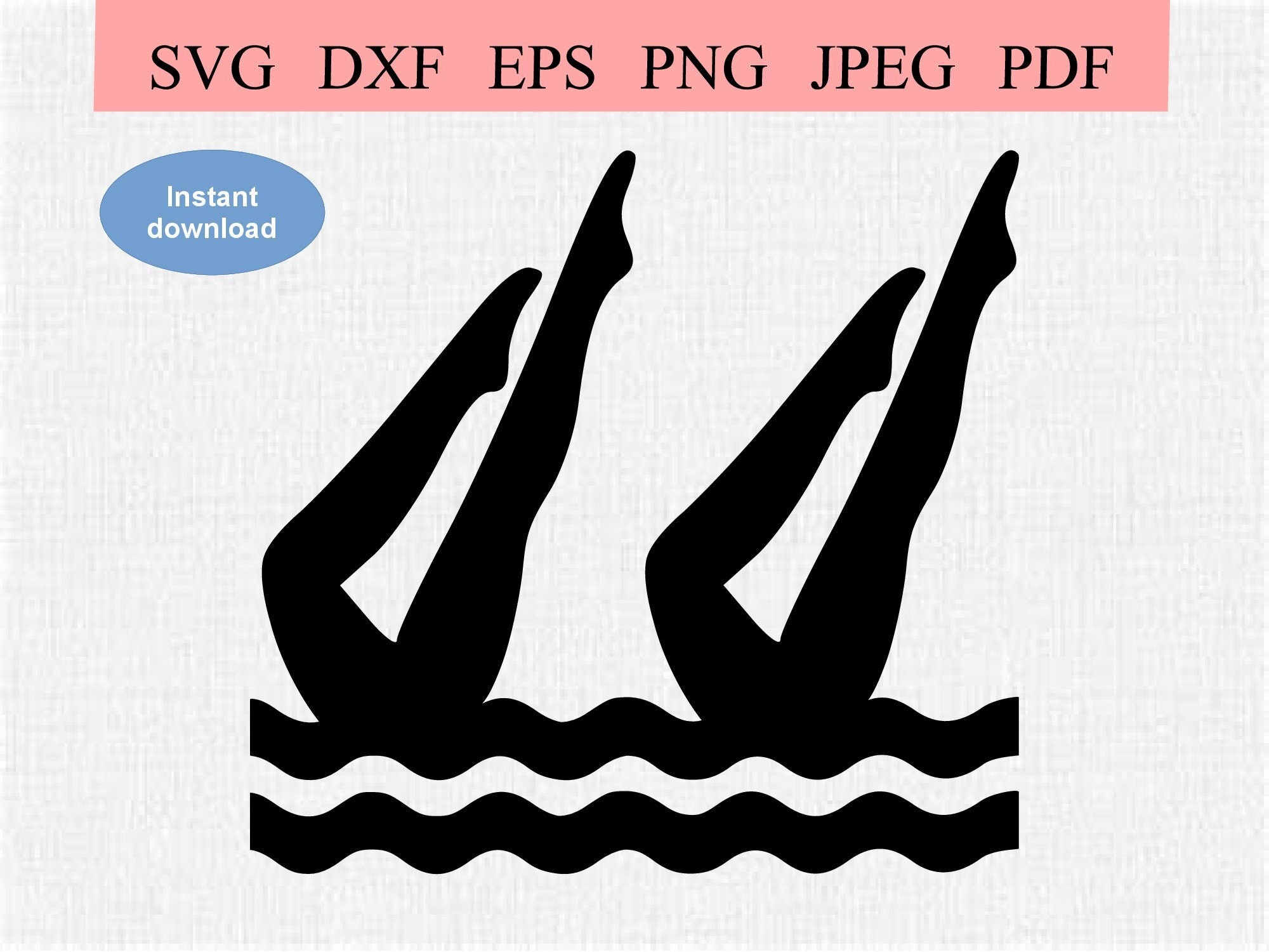 Synchronized Swimming / SVG DXF EPS / Synchronized Swimmers With Legs ...