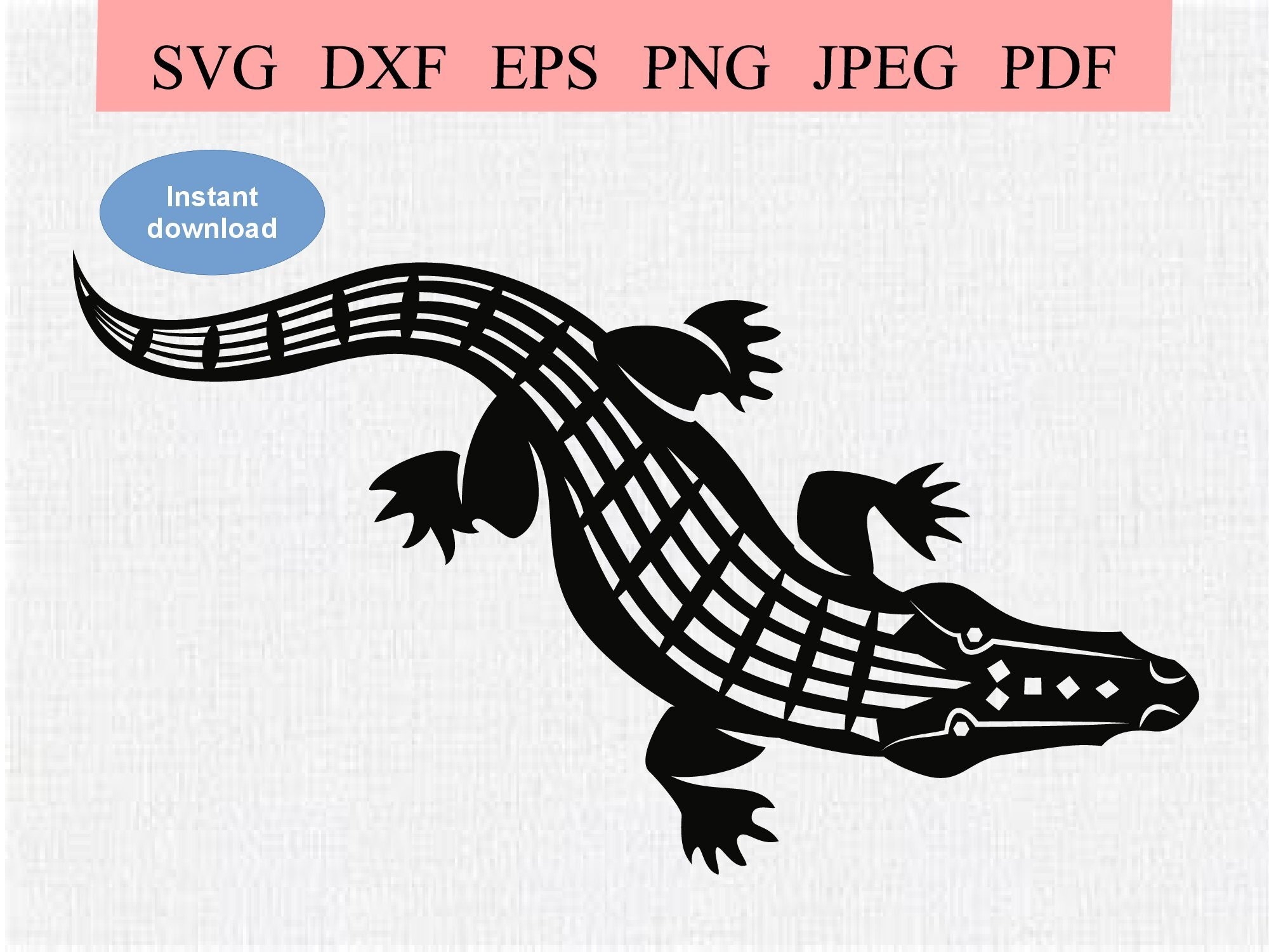 Crocodile Stencil / SVG DXF EPS / Gator Stencil / Abstract - Etsy
