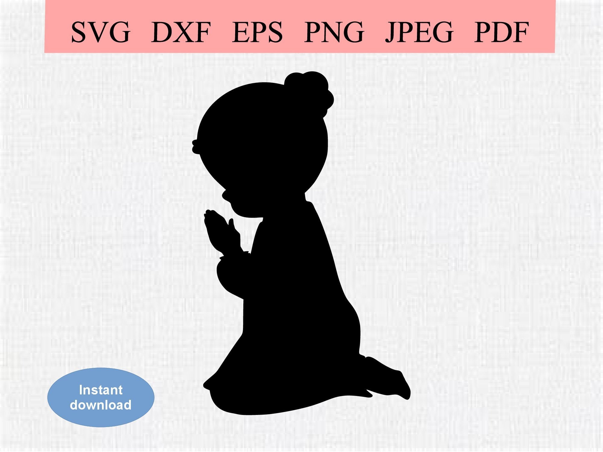 Little Girl Praying / SVG DXF EPS / Little Girl in First Communion ...