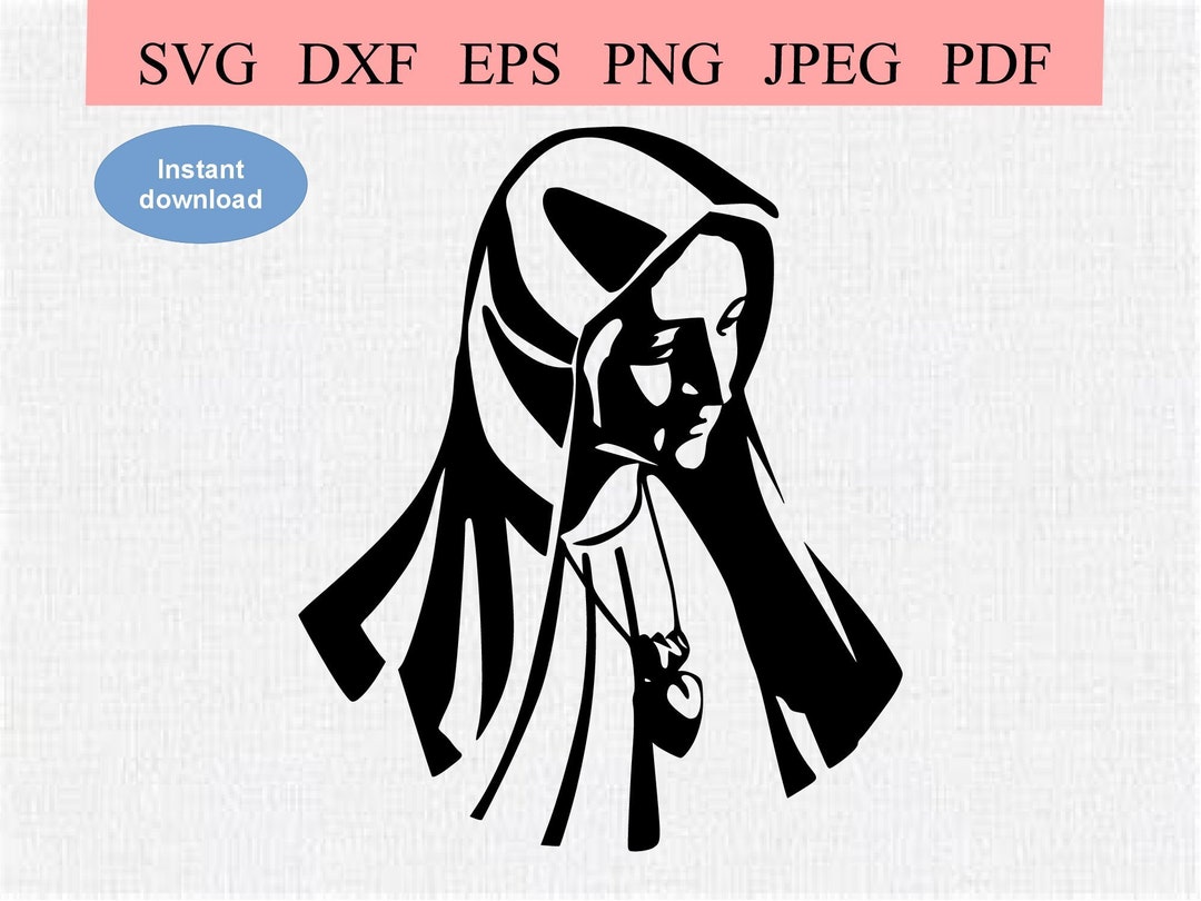 Virgin Mary Face / SVG DXF EPS / Catholic Madonna Head Without Halo ...
