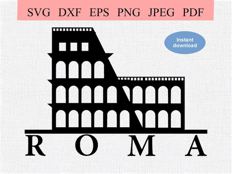 Italian Colosseum / SVG DXF PNG / an Abstract Profile Stencil of the ...