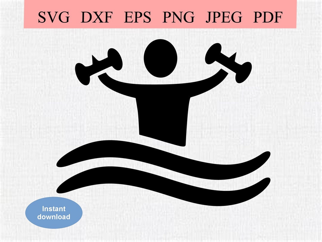Water Aerobics / SVG DXF EPS / Aerobics Instructor Over Water Waves ...