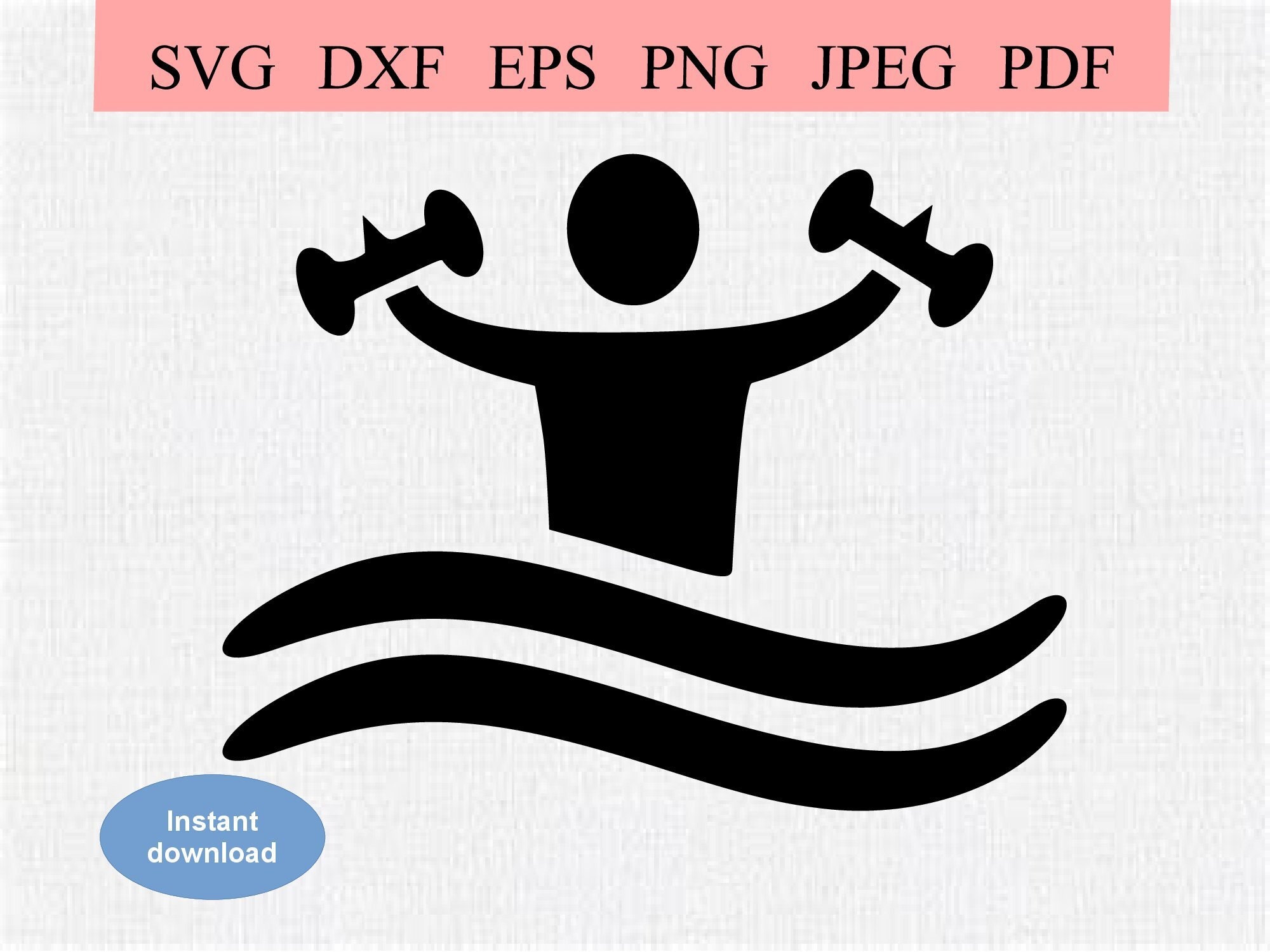 Water Aerobics / SVG DXF EPS / Aerobics Instructor Over Water Waves ...