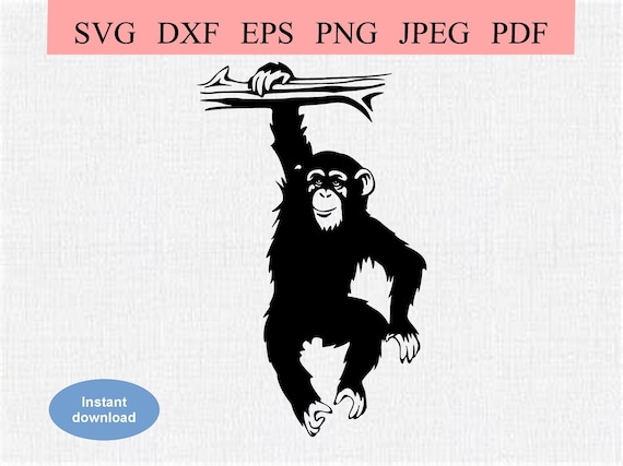 Hanging Chimp Monkey / SVG DXF EPS / Chimpanzee Hanging From a - Etsy UK