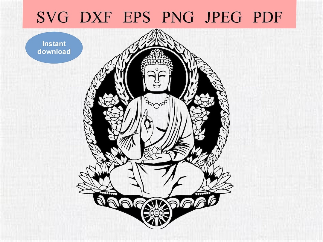 Sitting Buddha / SVG DXF EPS / Peaceful Buddha in Robes / Meditating ...