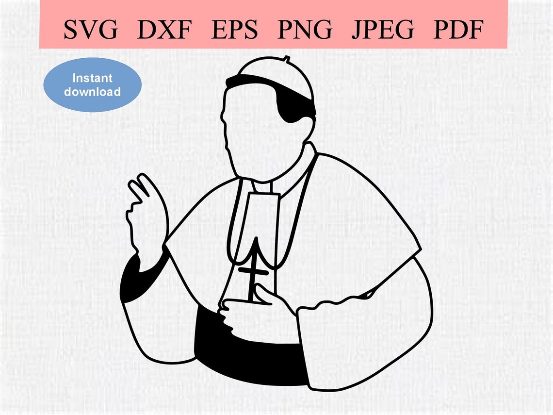Catholic Pope Silhouette / SVG DXF EPS / Head of Catholic Church ...