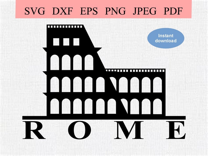 Italian Colosseum / SVG DXF PNG / an Abstract Profile Stencil of the ...