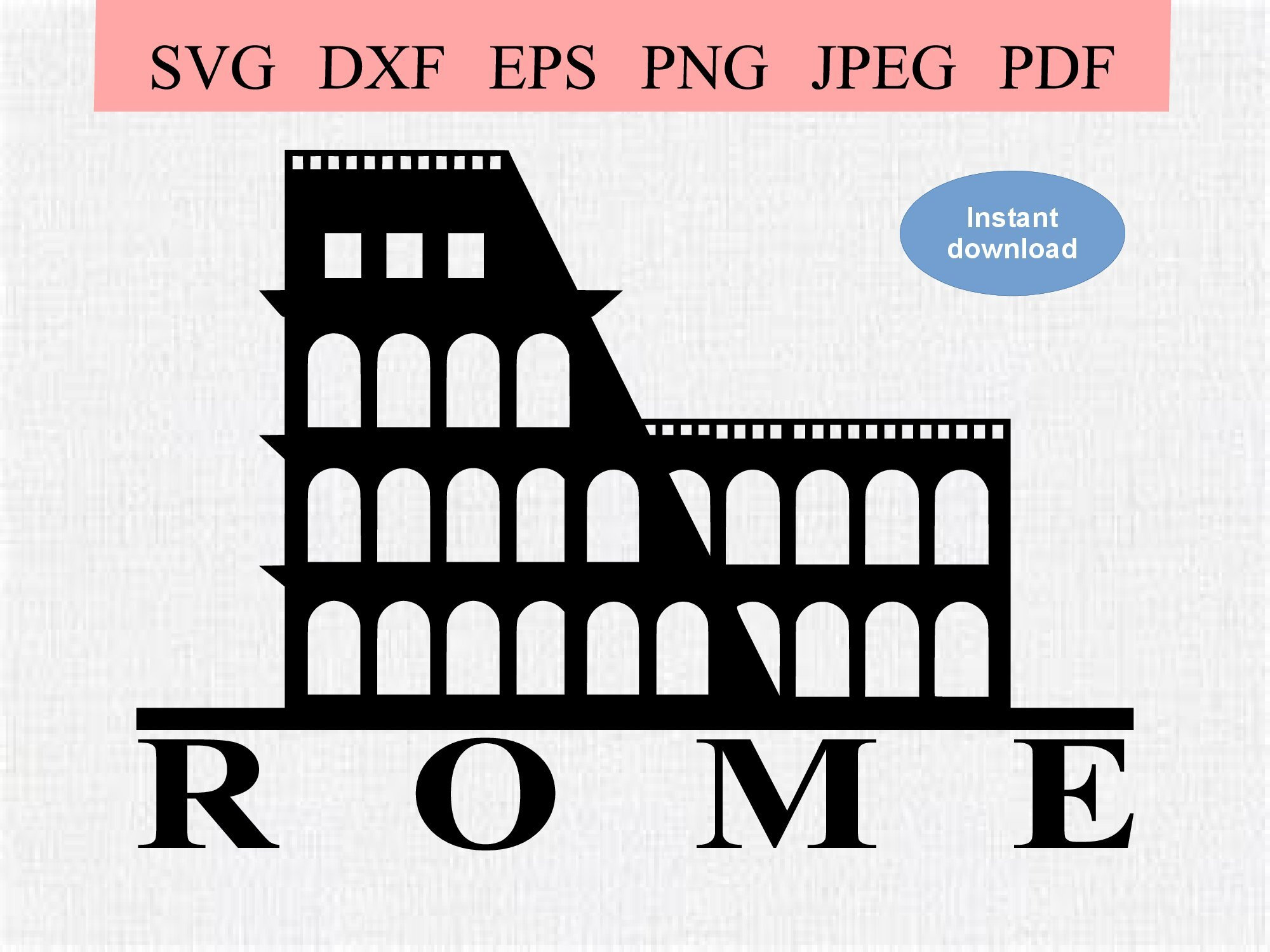 Italian Colosseum / SVG DXF PNG / an Abstract Profile Stencil of the ...