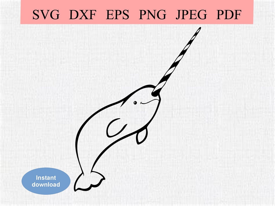 Narwhal / SVG DXF EPS / Swimming Narwhal With a Big Horn / Narwhal ...