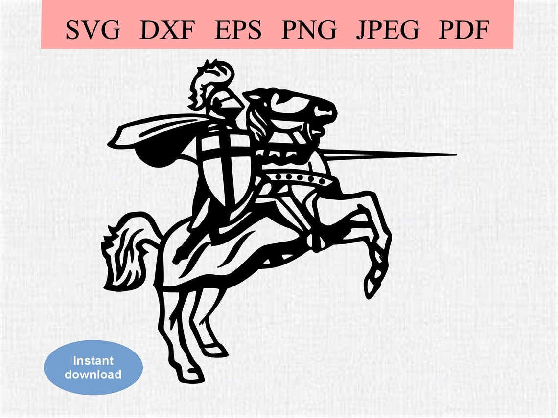 Knight and Horse / SVG DXF EPS / Knight Horse Rider Charging With a ...