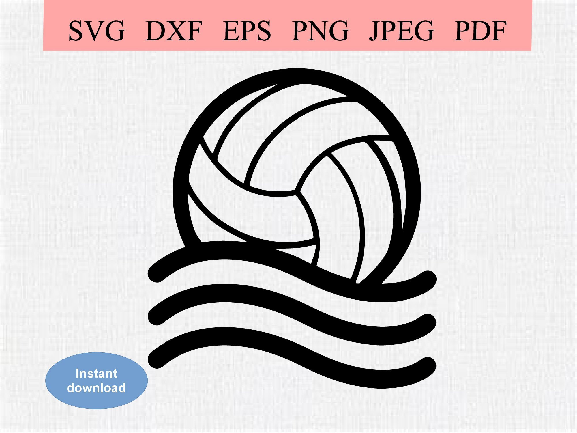 Water Polo Sport / SVG DXF EPS / Water Polo Ball Over Water Waves ...