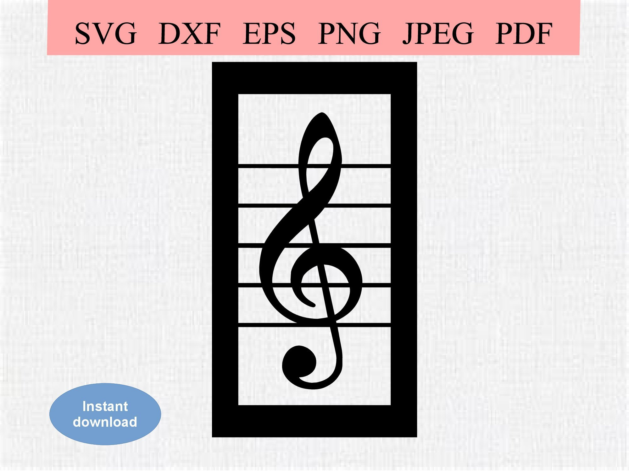Framed G Clef / SVG DXF EPS / Geometric Music Key in a Frame / G Clef ...