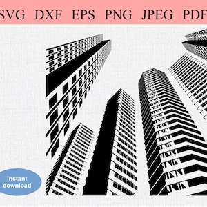 3D Downtown Skyscrapers / SVG DXF EPS / Looking up at High - Etsy