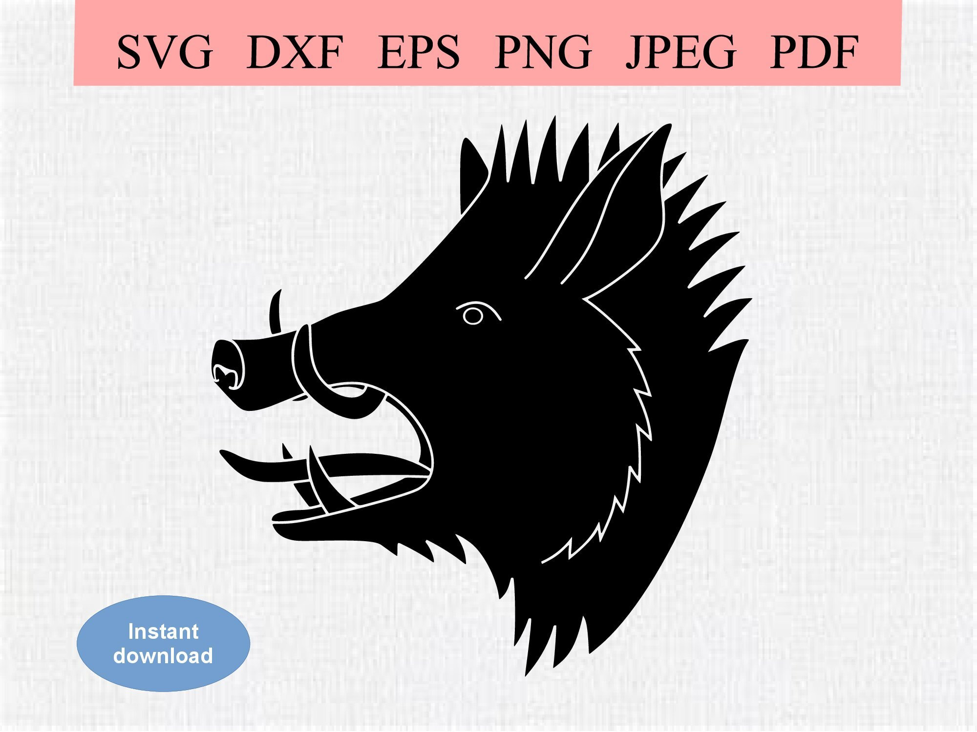 Wild Boar Hog / SVG DXF EPS / Wild Male Pig / Boar Head / Boar Face ...