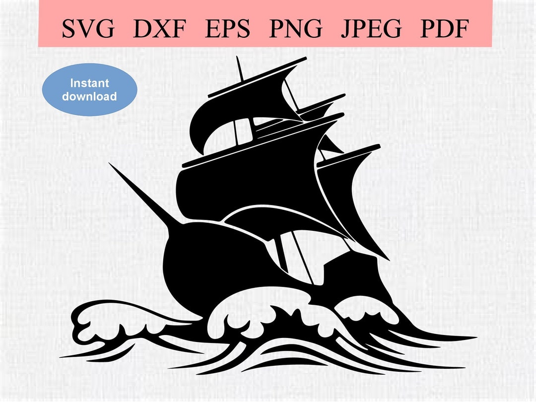 Barco en el mar / SVG DXF EPS / Silueta de un buque mercante / - Etsy ...
