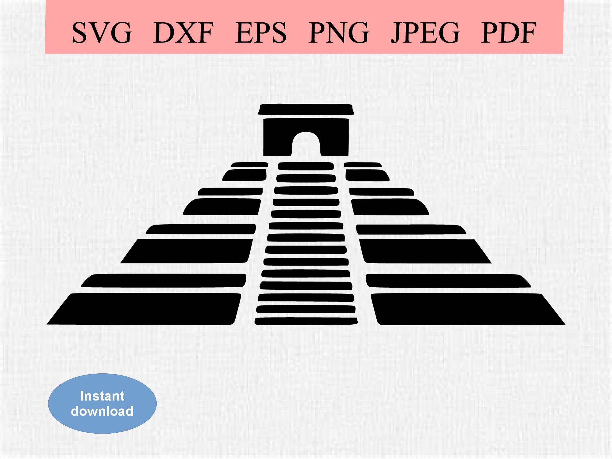 Chichen Itza Mayan Pyramid / SVG DXF EPS / Mayan Temple / Ancient Ruin ...